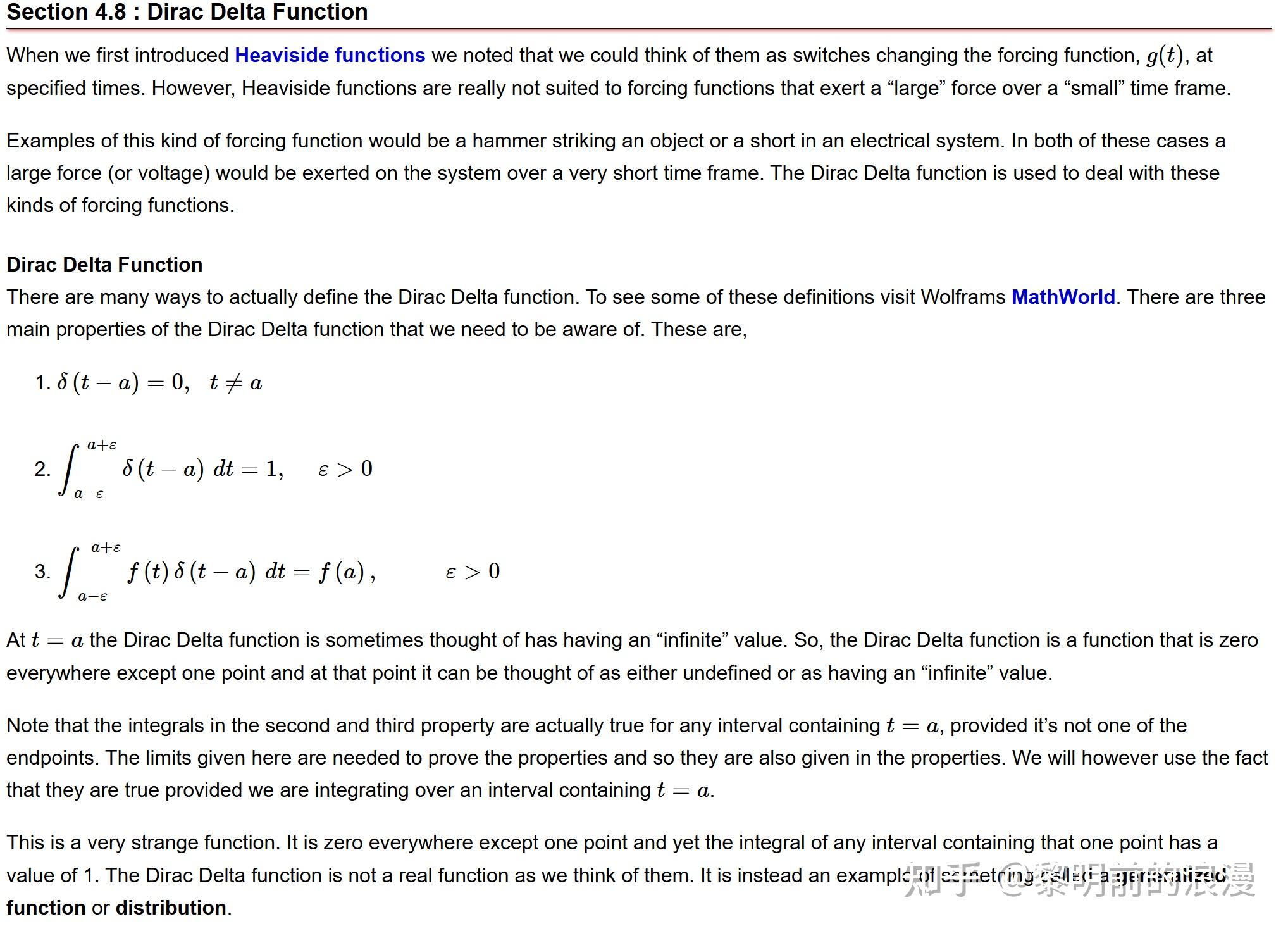 Dirac Delta Function (狄拉克函数）笔记一 - 知乎