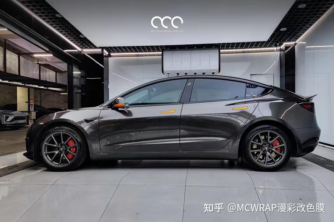 特斯拉Model 3漫彩改色膜PET液态金属枪灰,整体色更泽柔和有质感 - 知乎