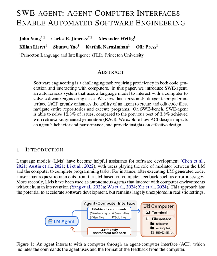 【LLM】SWE-AGENT: agent-计算机接口实现自动化软件工程 - 知乎