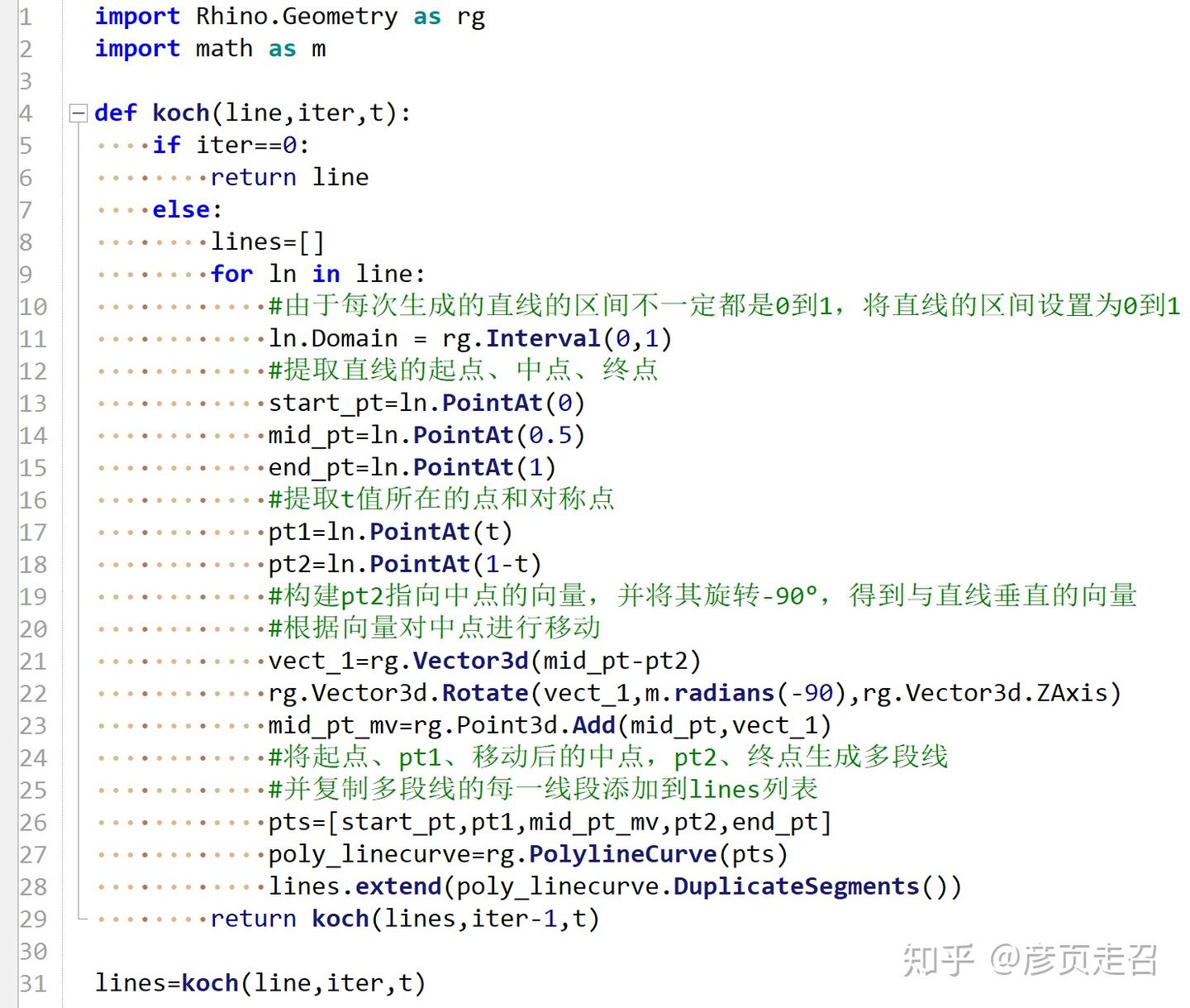 ghpython_koch曲线 - 知乎