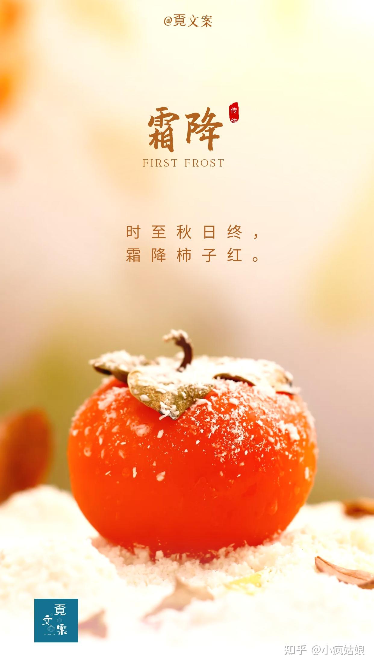 霜降文案海报 秋暮露成霜,云卷寒风降 知乎