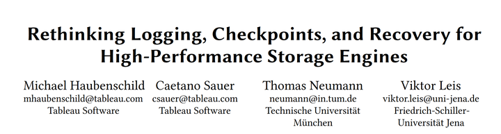 简谈论文：Rethinking Logging, Checkpoints, and Recovery for High-Performance Storage Engines - 知乎