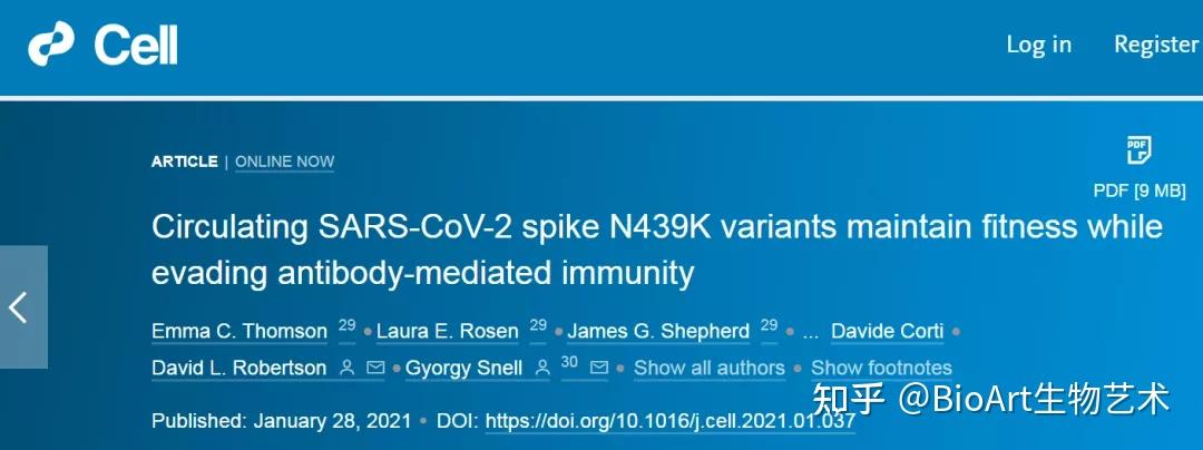 Cell | 新冠病毒N439K变异株—一种常见、耐药、全球传播的新冠变异株 - 知乎