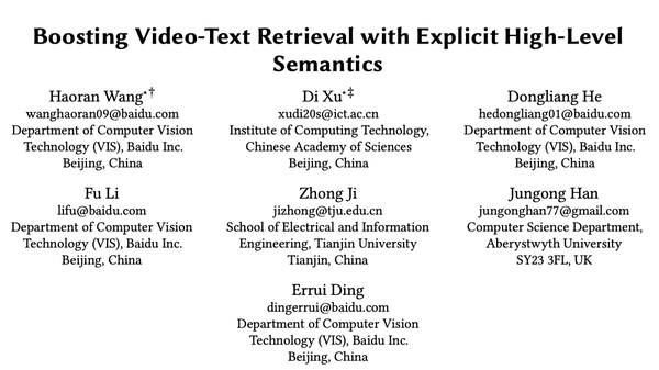 MM2022｜兼具低级和高级表征，百度提出利用显式高级语义增强视频文本检索 - 知乎