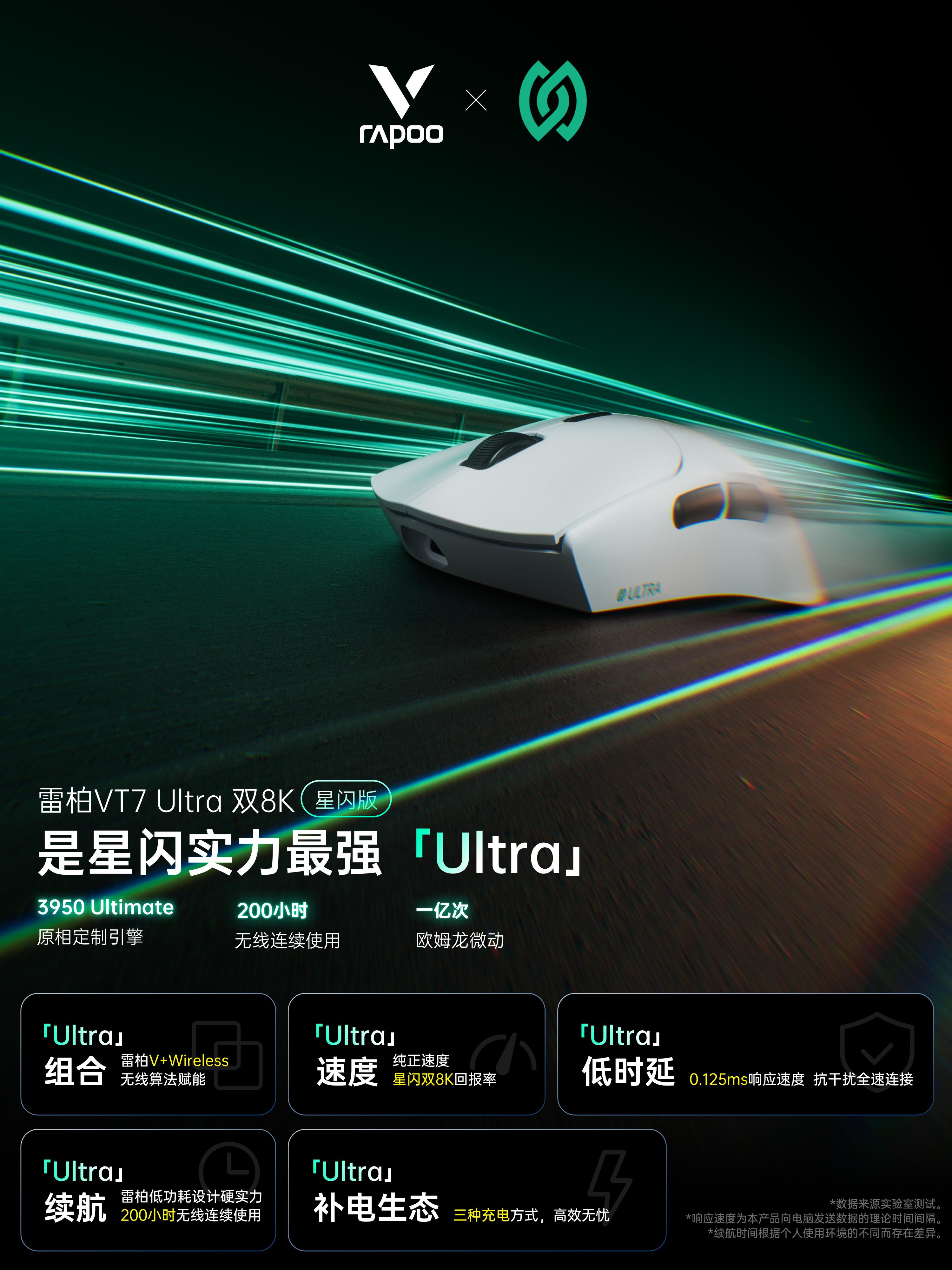 星闪200小时续航「ultra」实力，雷柏vt7 Ultra 双8k星闪版双模无线电竞鼠标发布 知乎 1158