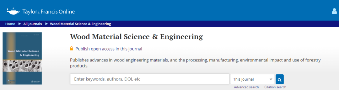 刊·见 | 汇集木材科学前沿研究，尽在Wood Material Science & Engineering - 知乎