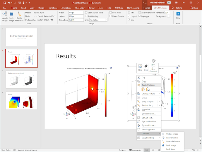 如何将 COMSOL 图像链接到 PPT 演示文稿中 - 知乎