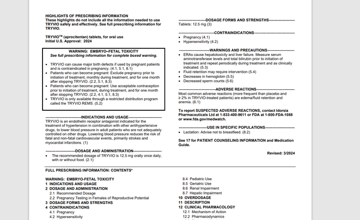 30多年来全新机制！新型口服降压药Aprocitentan（商品名Tryvio）获FDA批准上市 - 知乎