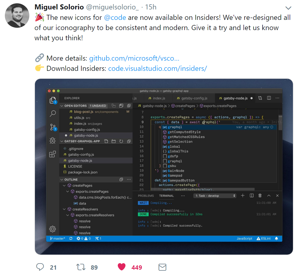 VS Code 新图标来临 —— 侧边栏、文件管理器、搜索、调试等区域的图标迎来全新设计 - 知乎