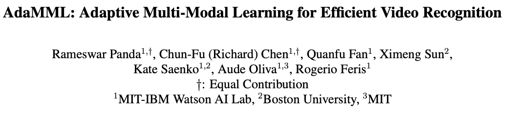 ICCV2021 ｜优胜劣汰，MIT团队提出自适应多模态选取框架用于视频理解 - 知乎