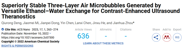 中大团队成功造出小于10µm的微泡，能稳定负载小分子药物和纳米药物，具备成为新一代超声介导诊疗微泡的潜力 - 知乎