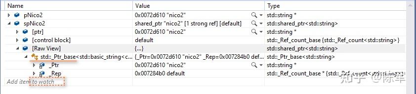 用 Visual Studio 2019 调试器观察 C++ shared_ptr, weak_ptr 内存布局, 收获良多. - 知乎