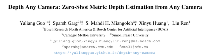 博世最新！Depth Any Camera：任意相机的零样本度量深度估计 - 知乎