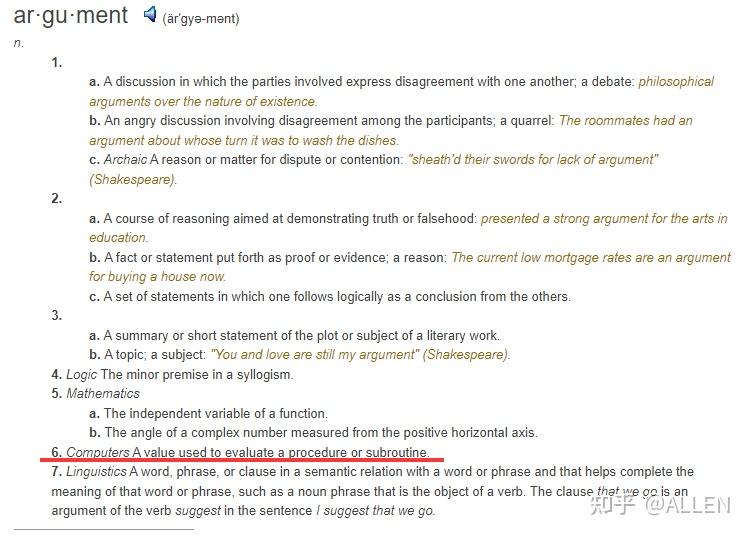 为什么argument在计算机科学里面是参数的意思？ - 知乎
