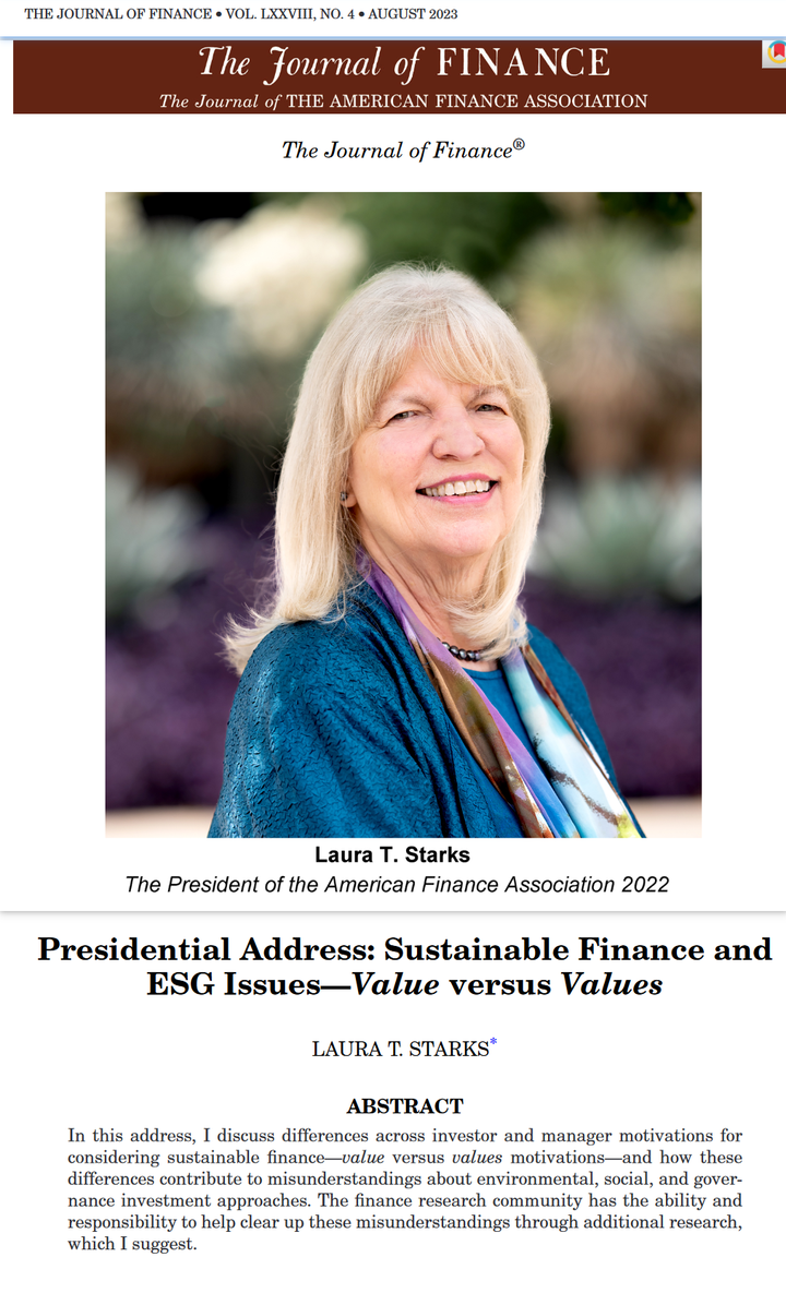 JOF2023文献分享《主席致辞：可持续金融与ESG议题——价值与价值观》 - 知乎
