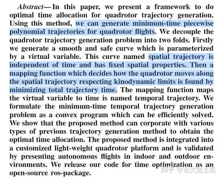 Optimal Time Allocation for Quadrotor Trajectory Generation - 知乎