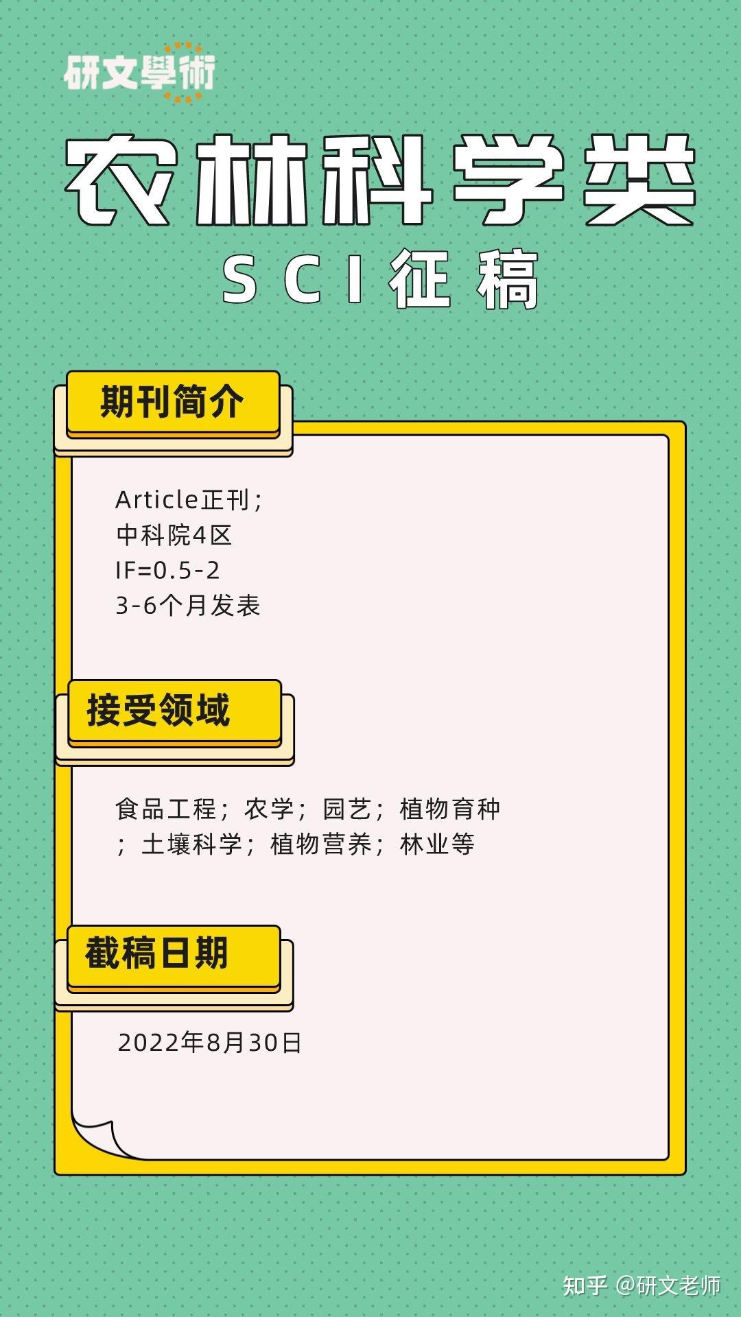 Sci农林科学方向 - 知乎