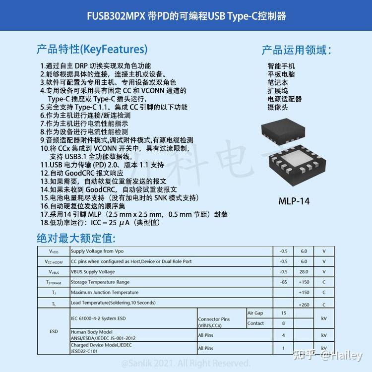 FUSB302MPX 带有PD的可编程USB Type-C控制器芯片功能介绍 - 知乎