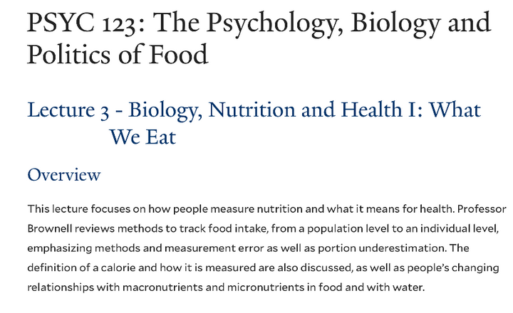PSYC 123: The Psychology, Biology and Politics of Food - 知乎
