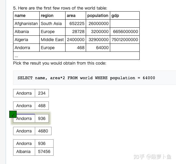 【刷题】SQLZOO（1-6） - 知乎