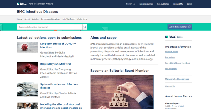BMC Infectious Diseases：发文量多，国人发文量第一，OA期刊！ - 知乎