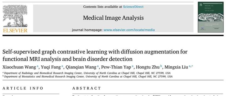 北卡罗来纳大学教堂山分校的Mingxia Liu团队提出基于扩散增强的自监督图对比学习在功能性MRI分析和脑障碍检测中的应用 - 知乎