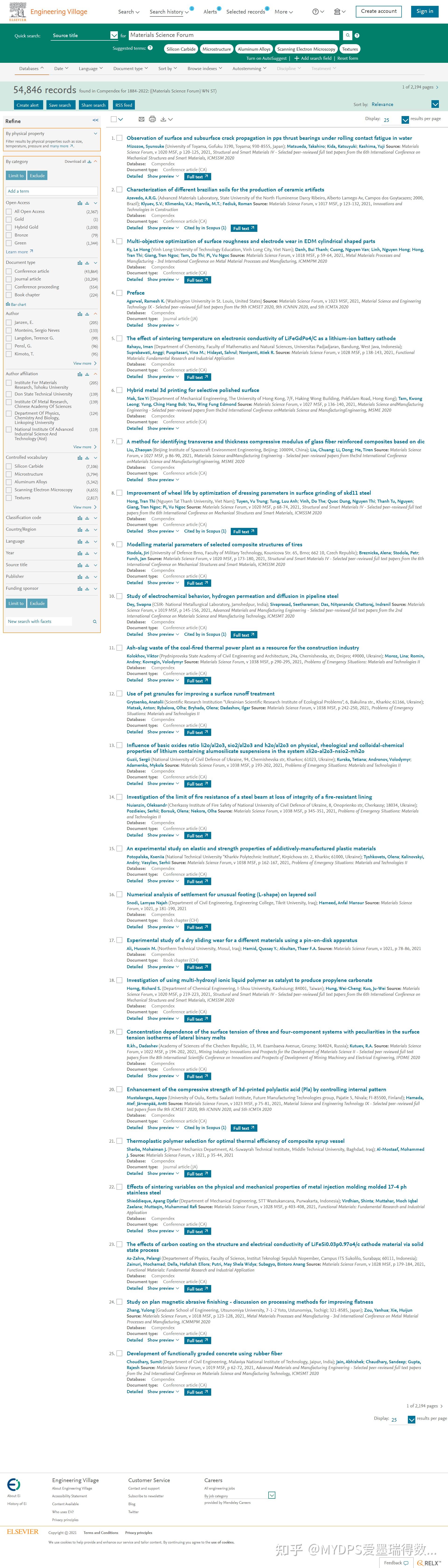 Materials Science Forum ISSN: 1662-9752 「出版快 检索稳定」「EI Compendex.Scopus ...