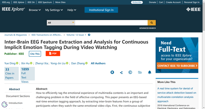 脑电情绪识别新方法被《IEEE Transactions on Affective Computing》杂志录用 - 知乎