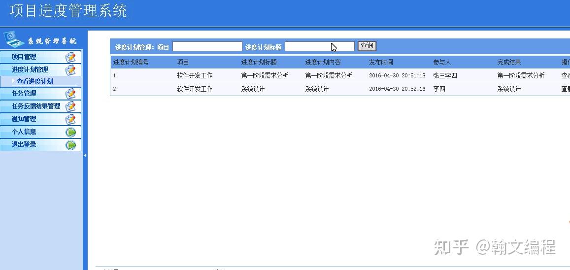 Jsp项目进度管理系统myeclipse开发sql数据库bs模式java编程网页结构 知乎