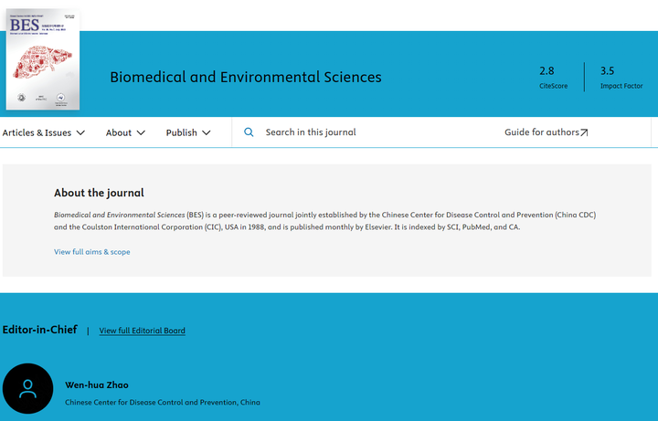 SCI期刊——（医学、环境《Biomedical And Environmental Sciences》，JIF=3.5），录用率高|审核快 - 知乎