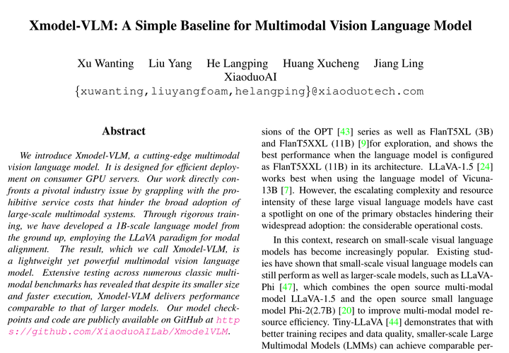 【LLM】Xmodel-VLM：一种多模态视觉语言模型的简单基线 - 知乎