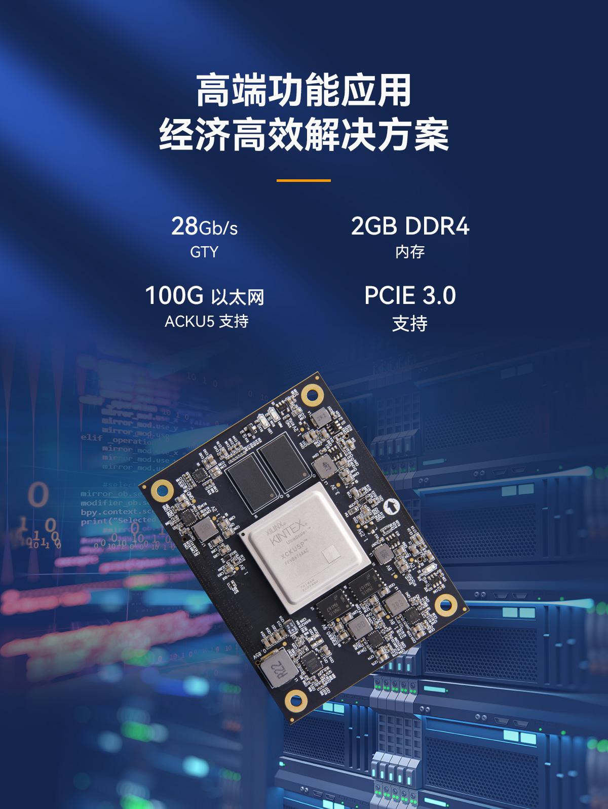 ALINX AMD Xilinx Kintex UltraScale+ FPGA 核心板 SOM PCIE3.0 GTY XCKU5P ...