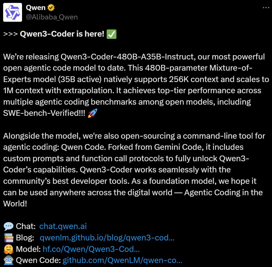 阿里发布Qwen3-Coder：4800亿参数，实现开源代码模型新SOTA - 知乎
