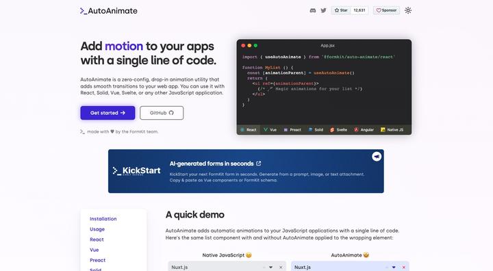 Auto-Animate：是一款零配置、即插即用的动画工具，可以为您的 Web 应用添加流畅的过渡效果 - 知乎