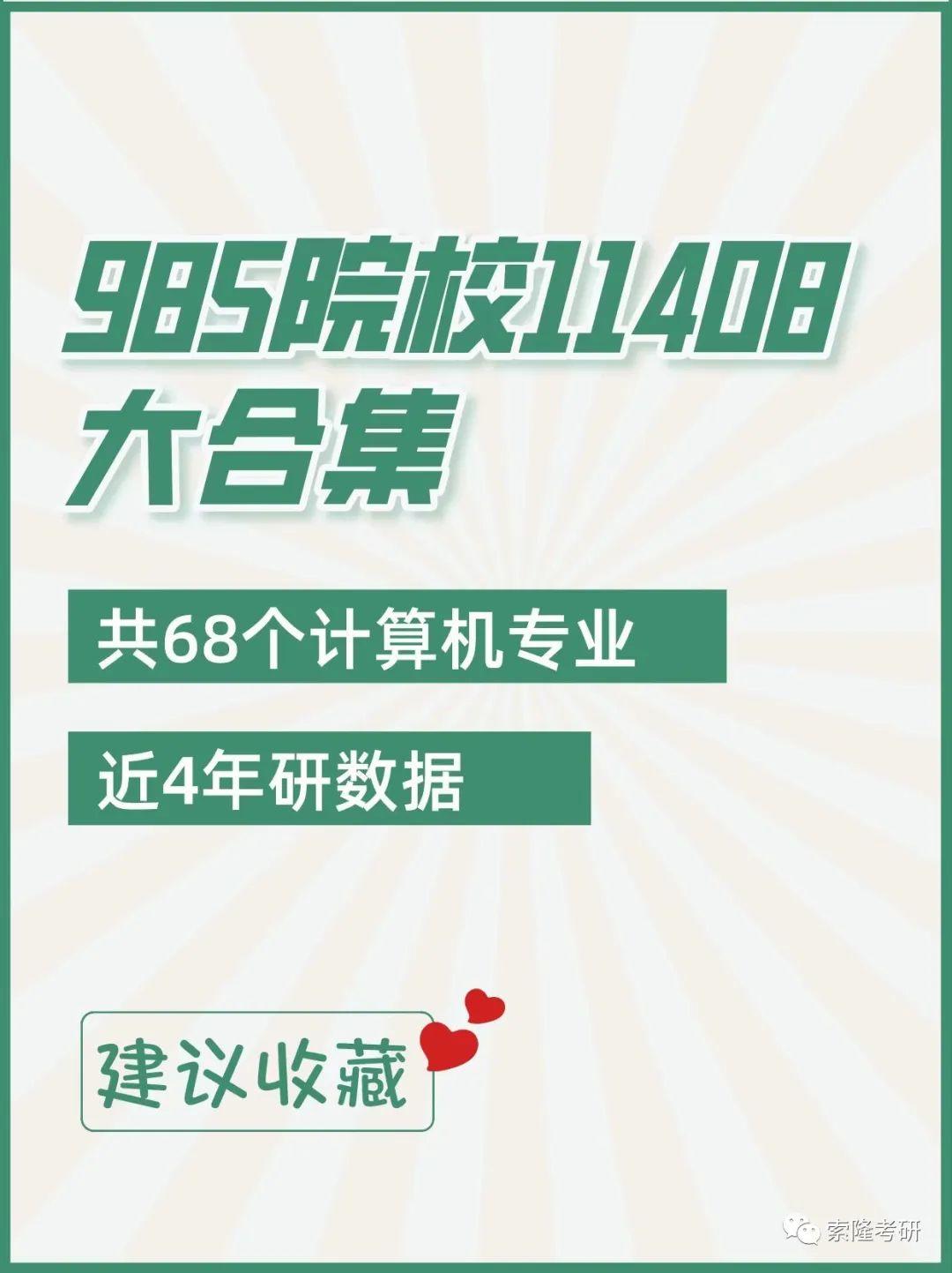 大合集-985院校11408大合集（共68个，新增初试占比信息、已同步23招生目录数据） - 知乎