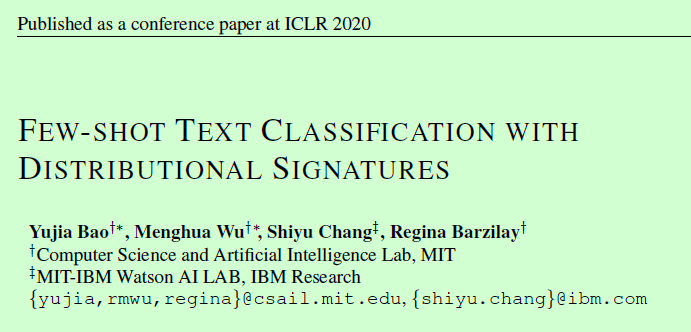 Few-shot Text Classification with Distributional Signatures ICLR2020 原文浅析 - 知乎