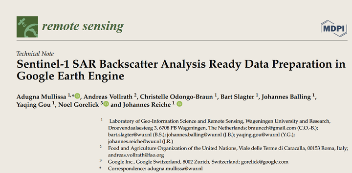 Sentinel-1 SAR Backscatter Analysis Ready Data Preparation in Google ...