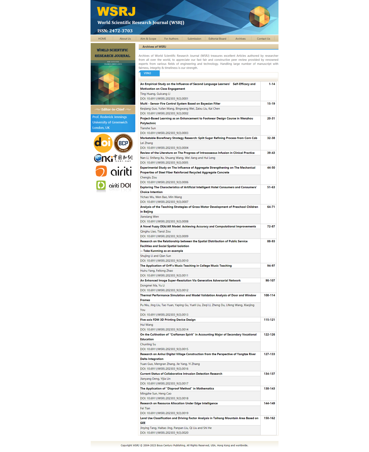 World Scientific Research Journal（WSRJ） ISSN: 2472-3703 - 知乎