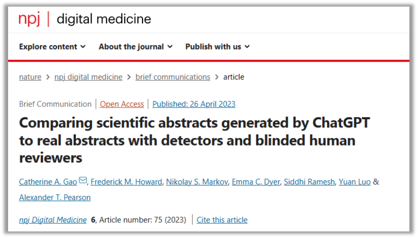 ChatGPT写的论文摘要能够“以假乱真”？Nature子刊最新研究结果公开！ - 知乎