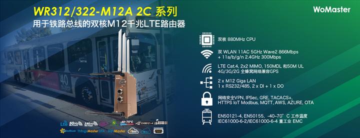 WoMaster中波动光发布用于车辆和铁路的新型双核M12耐用型LTE路由器 - 知乎