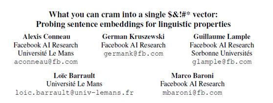 《What you can cram into a single vector: Probing sentence embeddings for linguistic properties》 - 知乎