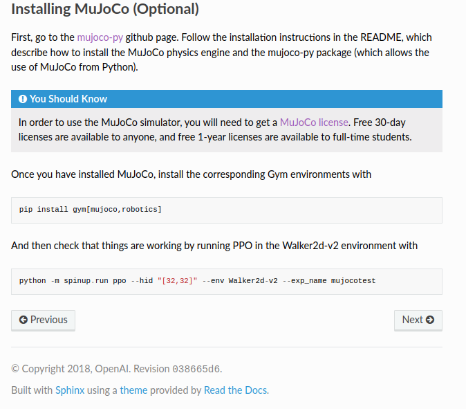 OpenAI Spinning Up 教程环境安装详解（包括mujoco-py + gym） - 知乎