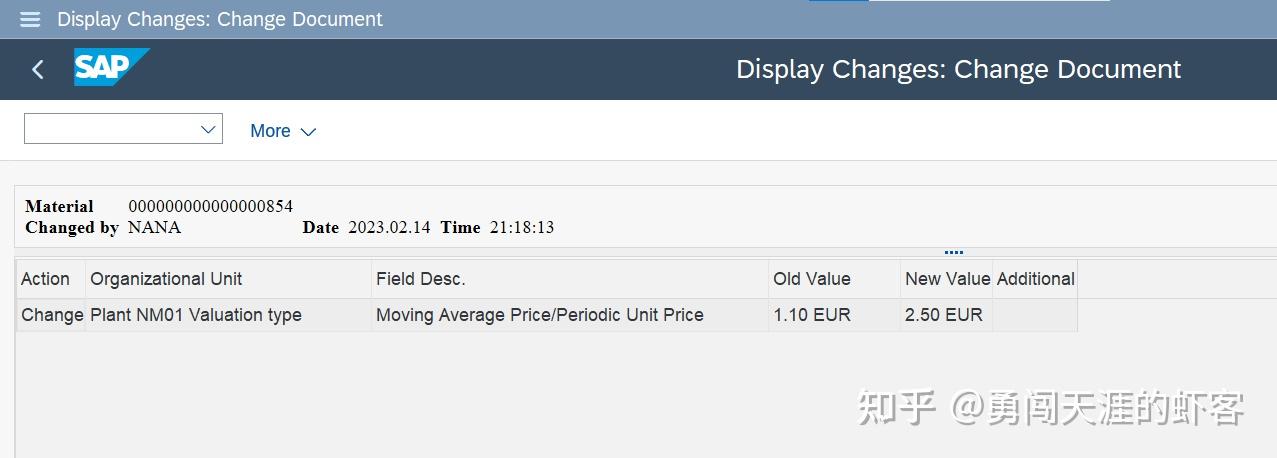 SAP MM MR21修改过的移动平均价才能出现在该物料主数据修改历史 - 知乎
