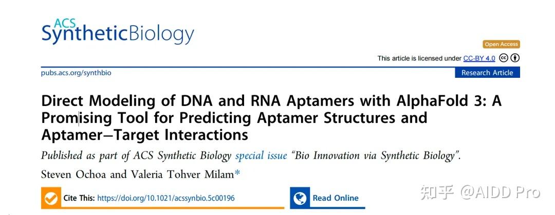 ACS | 借助 AlphaFold 3实现 DNA 和 RNA Aptamer 的直接建模 - 知乎