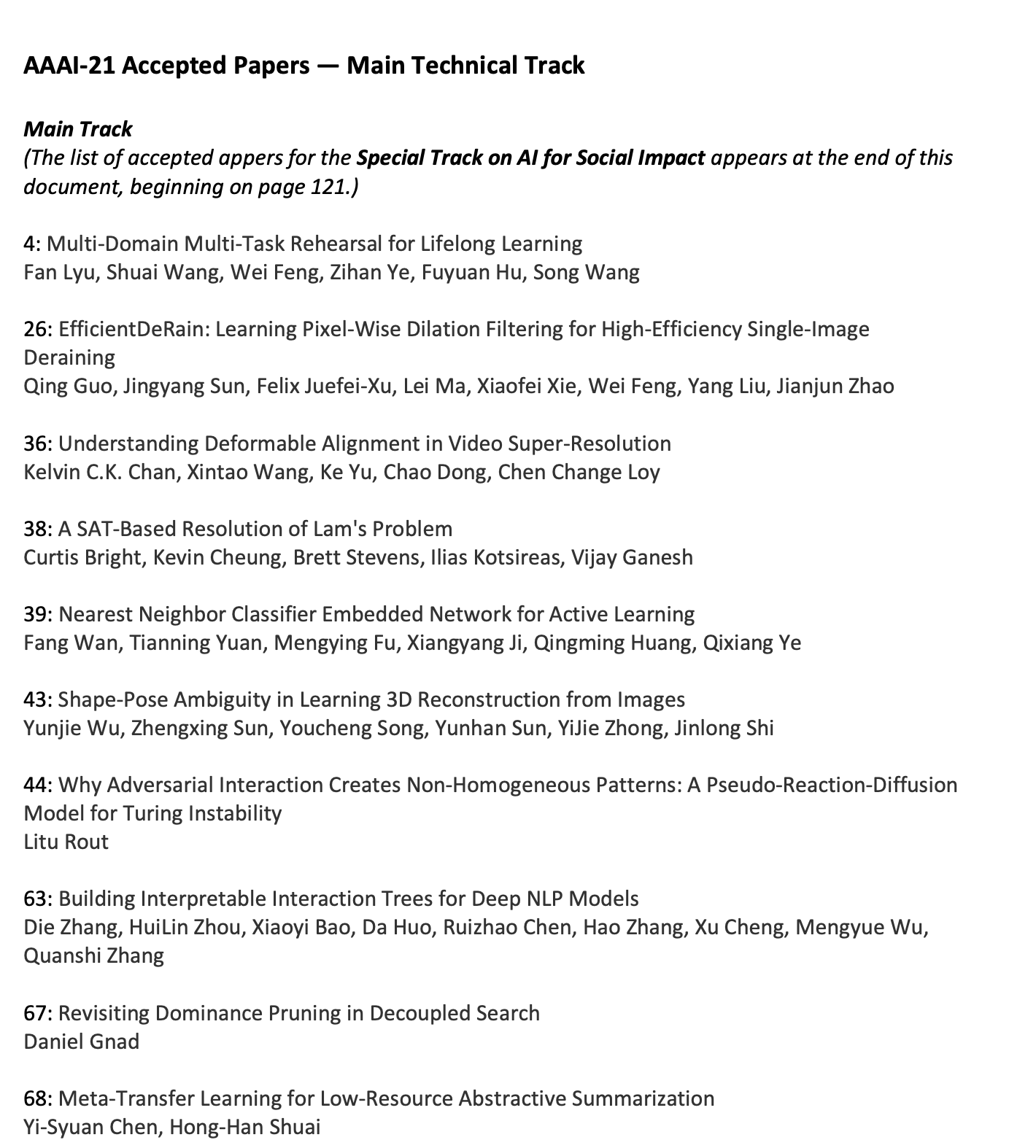 AAAI 2021论文接收列表放出!!! - 知乎