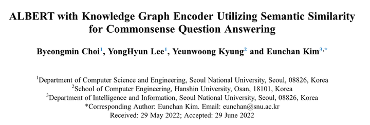 ALBERT with Knowledge Graph Encoder Utilizing Semantic Similarity for Commonsense Question ...