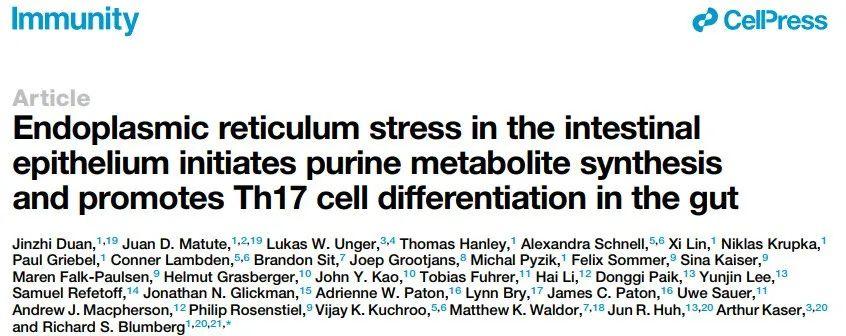 Immunity︱哈佛医学院段金志等揭示肠上皮细胞通过上调内质网应激促进Th17细胞的分化的机理 - 知乎