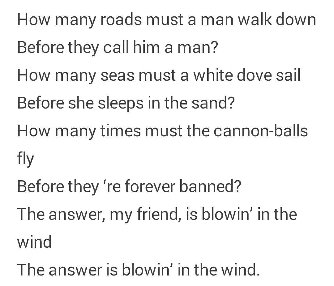 关于鲍勃•迪伦的 答案在风中飘荡（ Blowing in The Wind）歌词的解析？