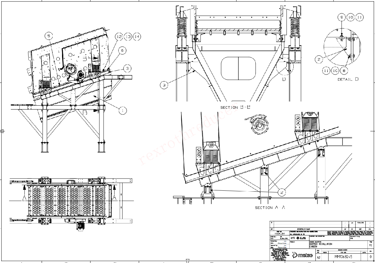 Metso美卓CVB系列斜面振动筛图纸CVB102/103/104/202/203/204/302/303/304/402/403/502 ...