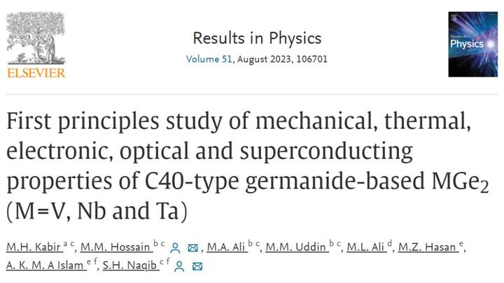 Results phys.：MGe2机械、热、电子、光学和超导性能研究 - 知乎